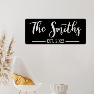 Personalized Last Name Metal Wall Art With Led Lights, Modern Sign ...