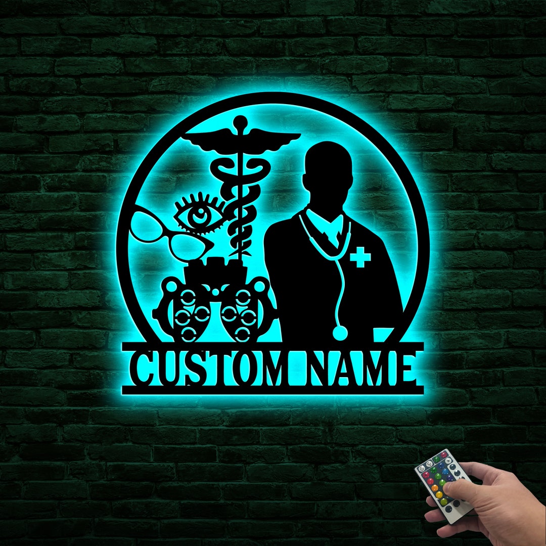 Custom Optician Metal Wall Art With Led Light, Optician Gift Optometry ...