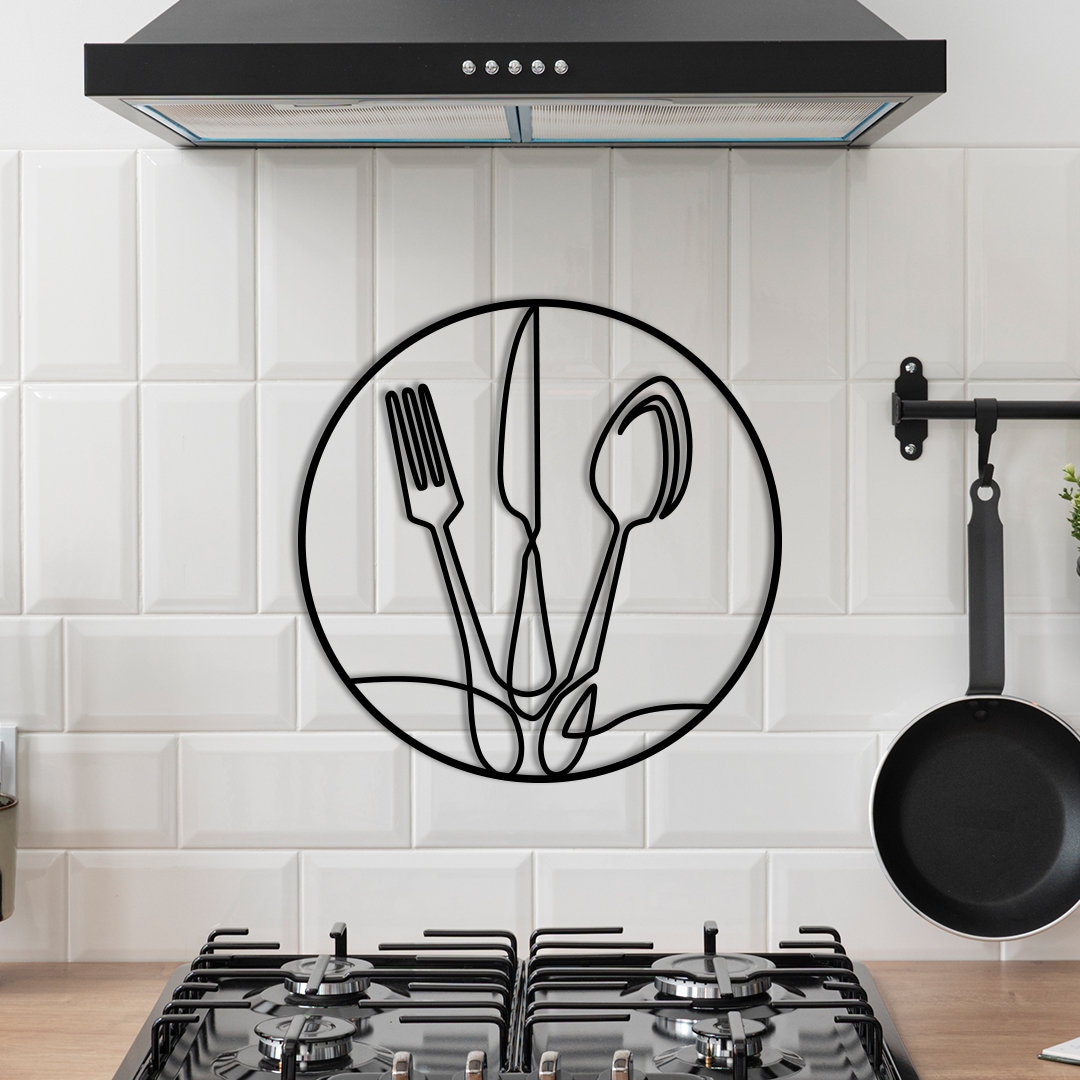 Custom Kitchen Metal Wall Art, Fork Knife Spoon Metal Sign, Dining Room ...