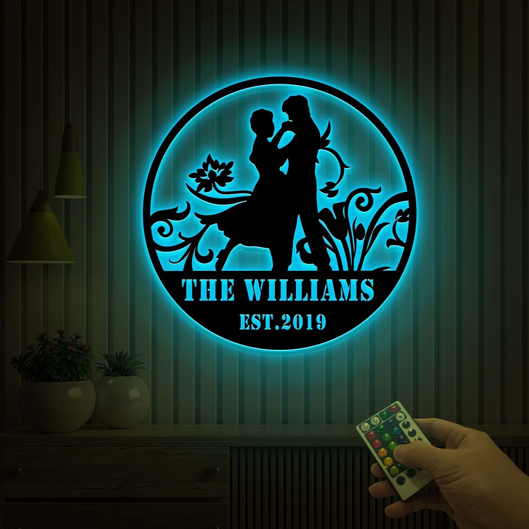 Custom Dancesport Sign With Led Light, Ballroom Dancing Metal Wall Art ...