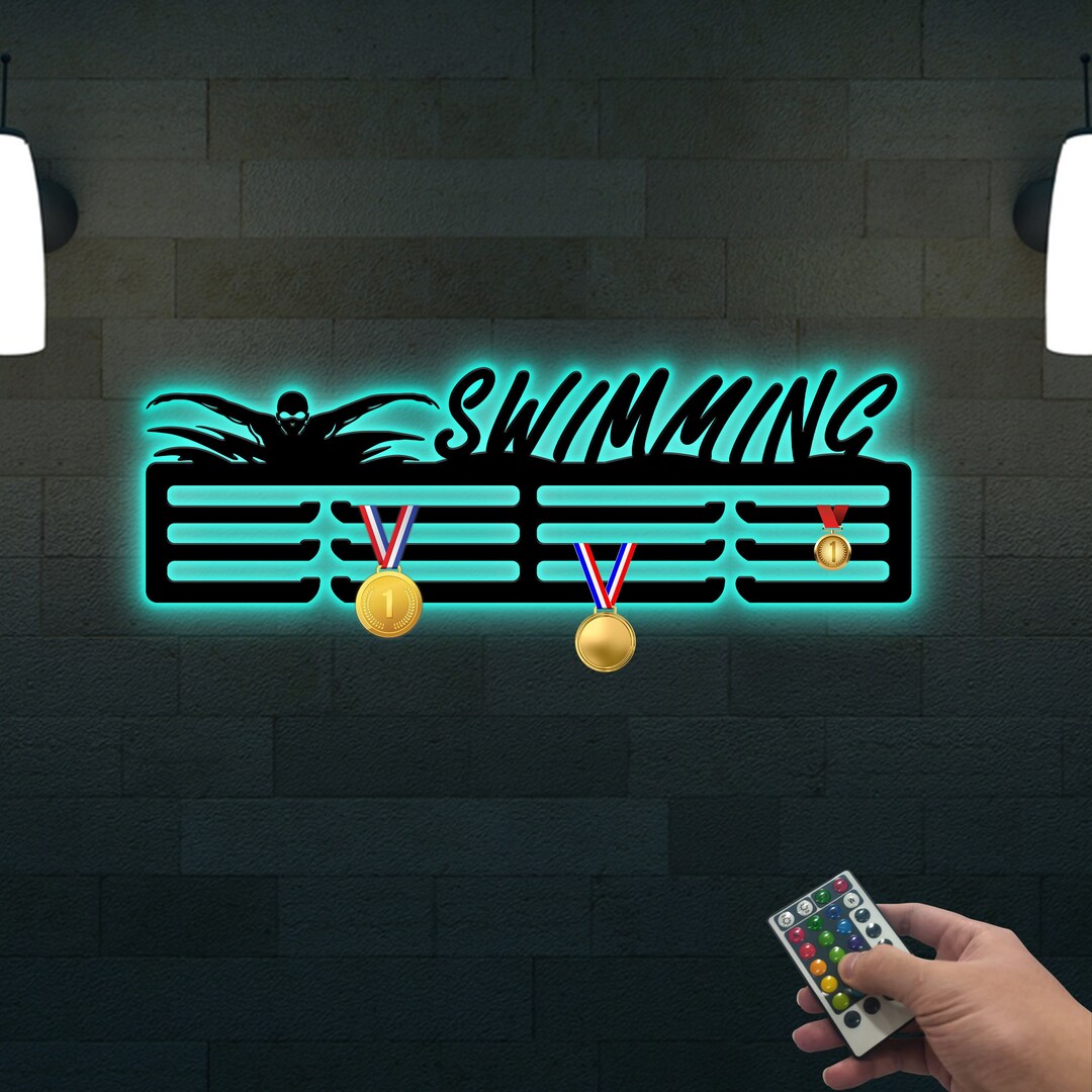 Award Rack Medal Display With Led Lights, Rack Celebrate Swimming Medal ...