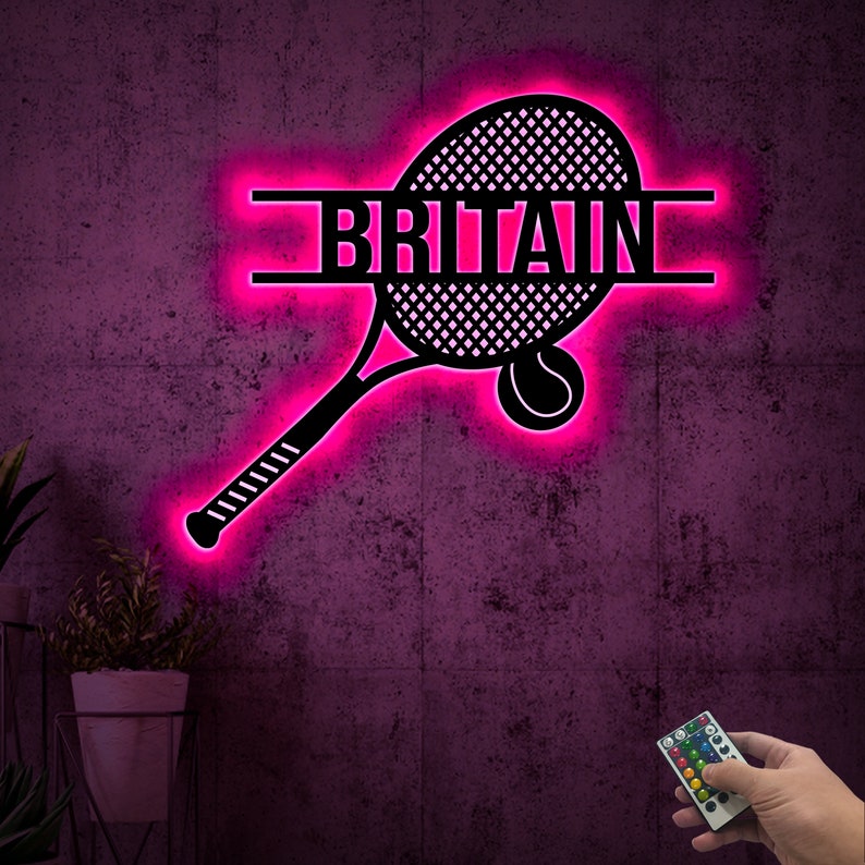 Custom Tennis Metal Wall Art With Lights Tennis Player Sign - Etsy