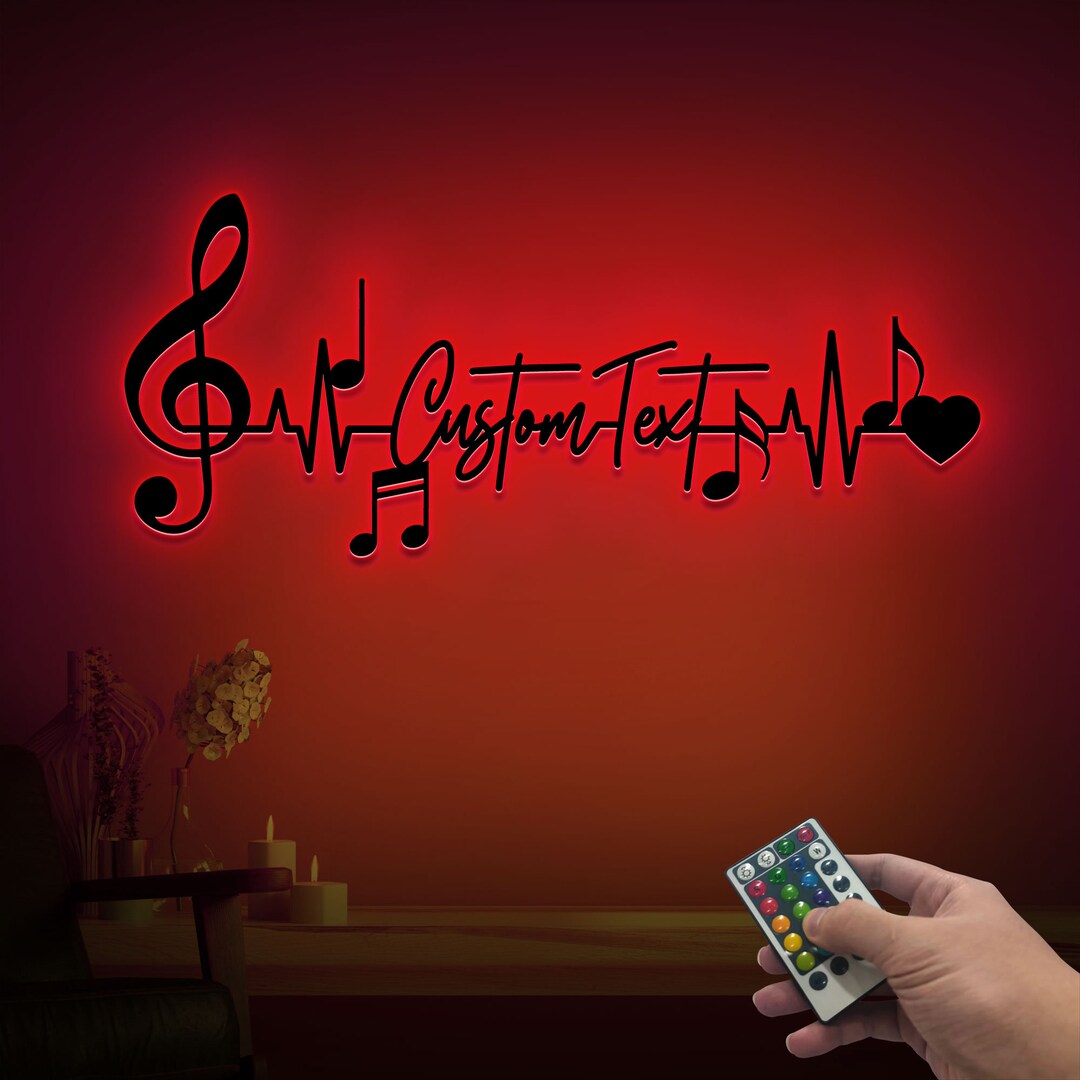 Personalized Music Heartbeat Metal Wall Art Led Light, Ekg Music Wall ...