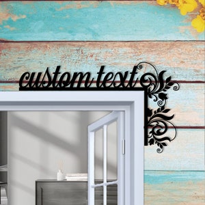 Custom Text Door Corner Sign Floral, Metal Door Corner Decor ...