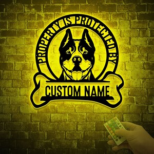 Custom Pitbull Boxer Metal Sign With Led Light, Dog Metal Wall Art ...
