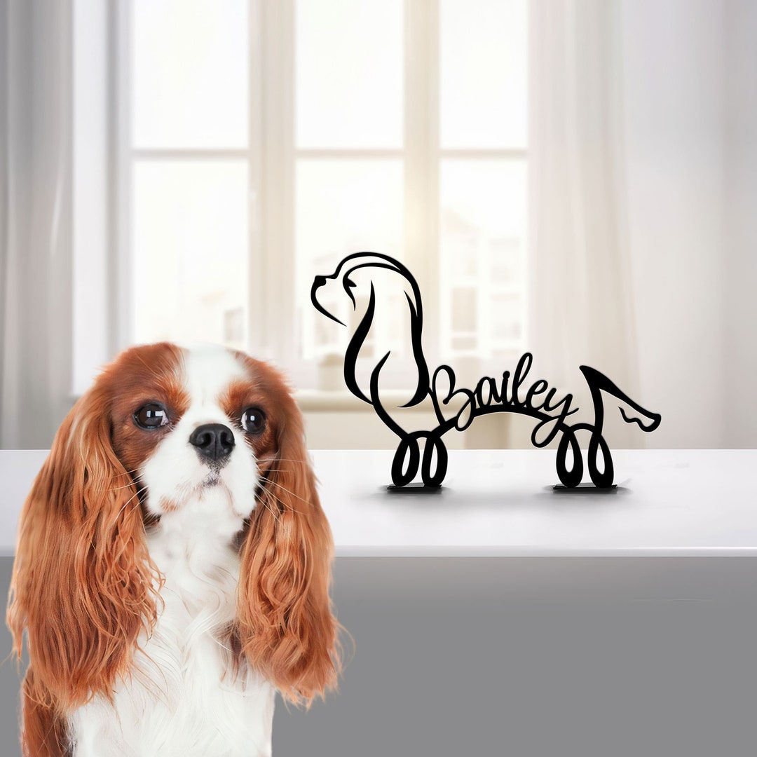 Cavalier King Charles Spaniel Metal Table Sign, Minimalist Sculpture ...