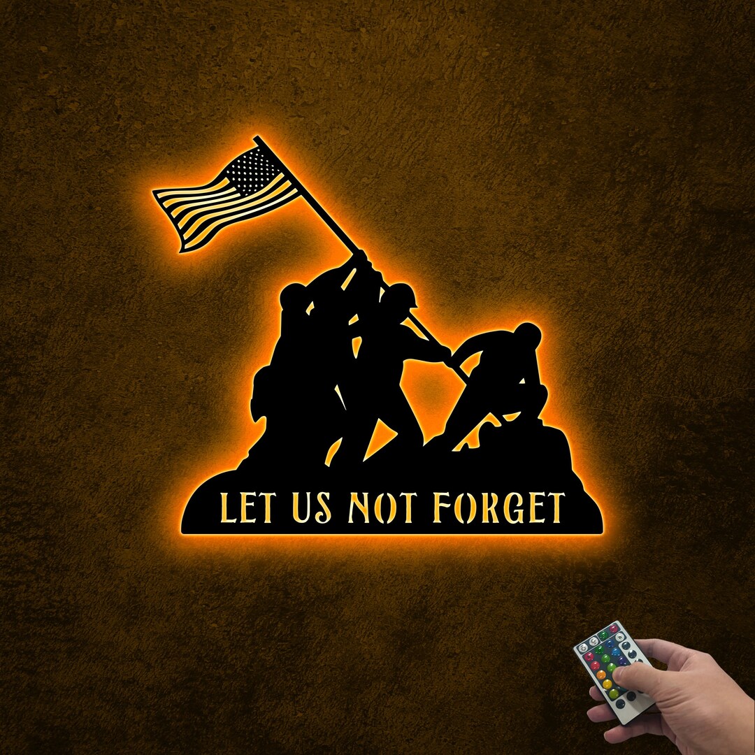 US Military Metal Wall Art Led Light, Memorial Day Decor, Let Us Not ...