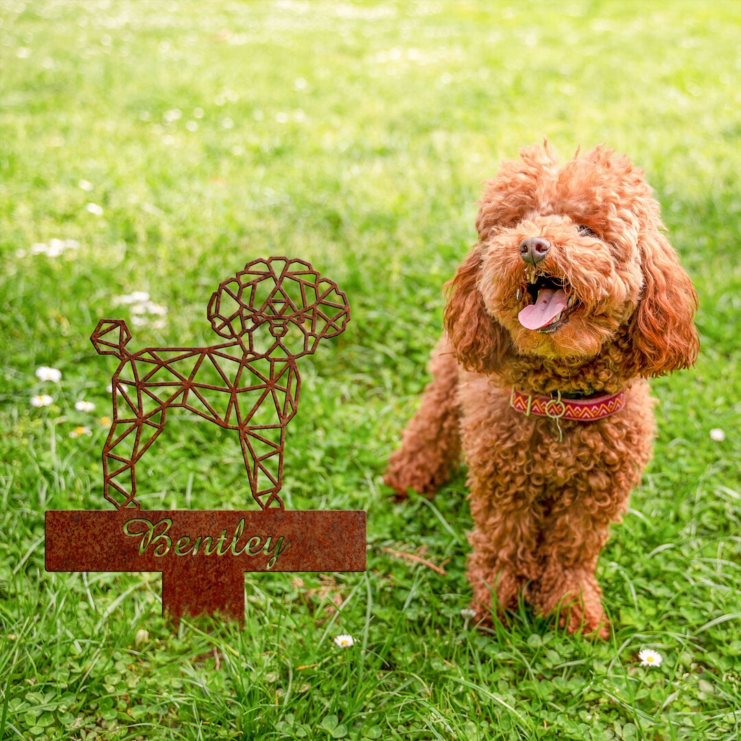 Rusty Poodle Geometric Garden Stake, Poodle Rusted Metal Yard Art, Dog ...