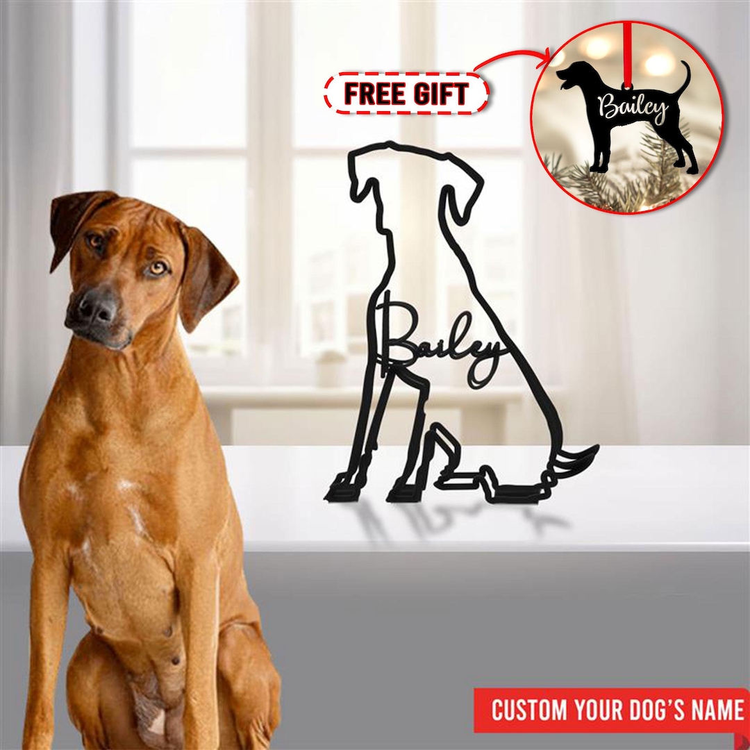 Rhodesian Ridgeback Metal Table Sign, Minimalist Sculpture Statue ...