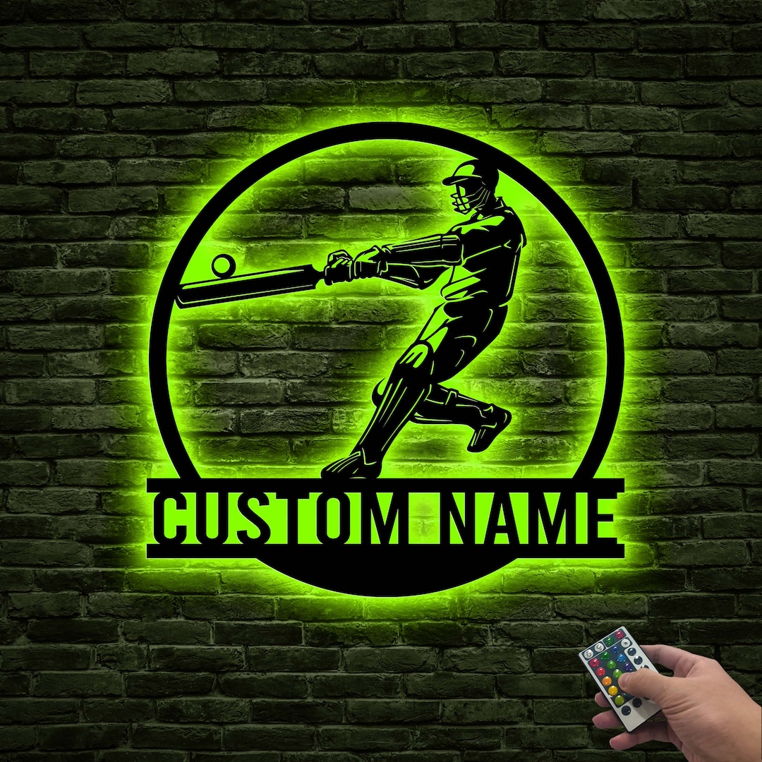 Metal Cricket Sign With Led Light, Cricket Sport Wall Decor, Cricket ...