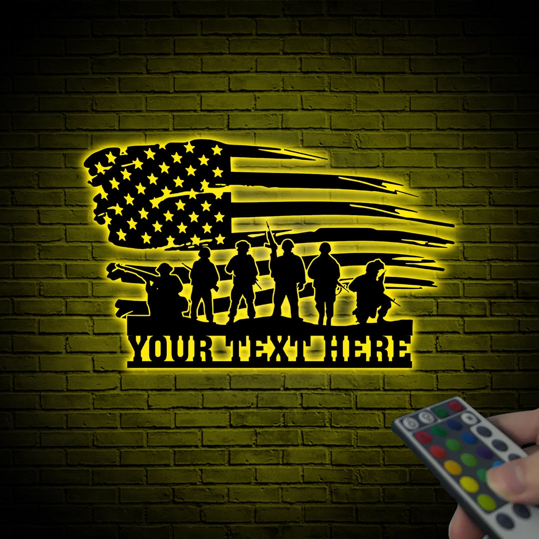 Veterans Metal Wall Art With Lights, Personalized Veteran Gift, Fourth ...