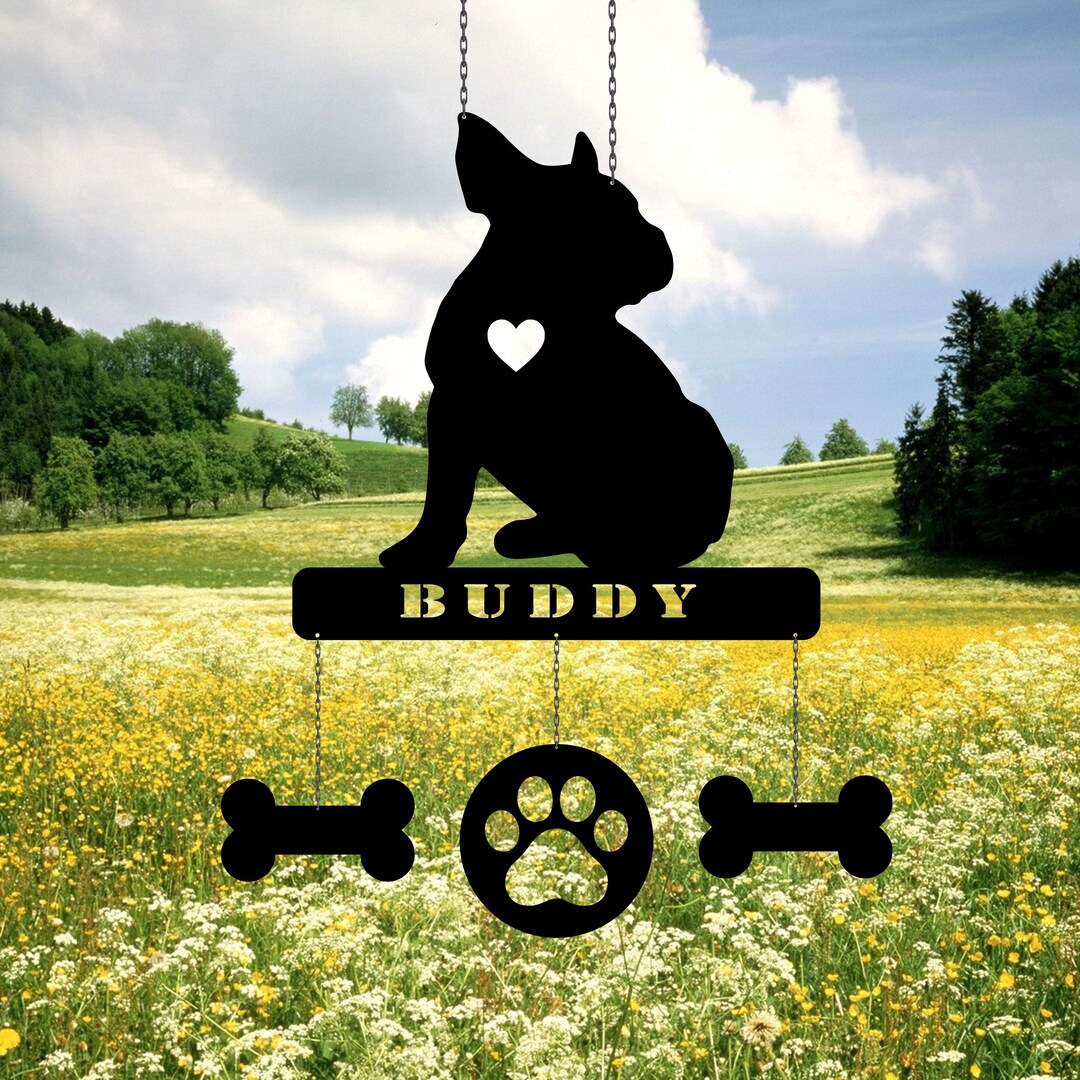 Custom French Bulldog Wind Chime, Stainless Steel Outdoor Decor - Etsy