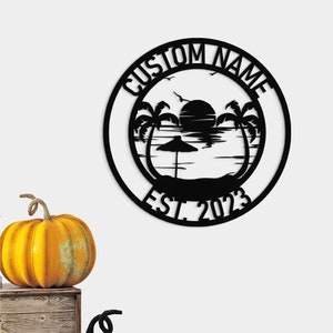 Custom Beach Metal Sign With Led Light, Beach House Decor, Palm Tree ...