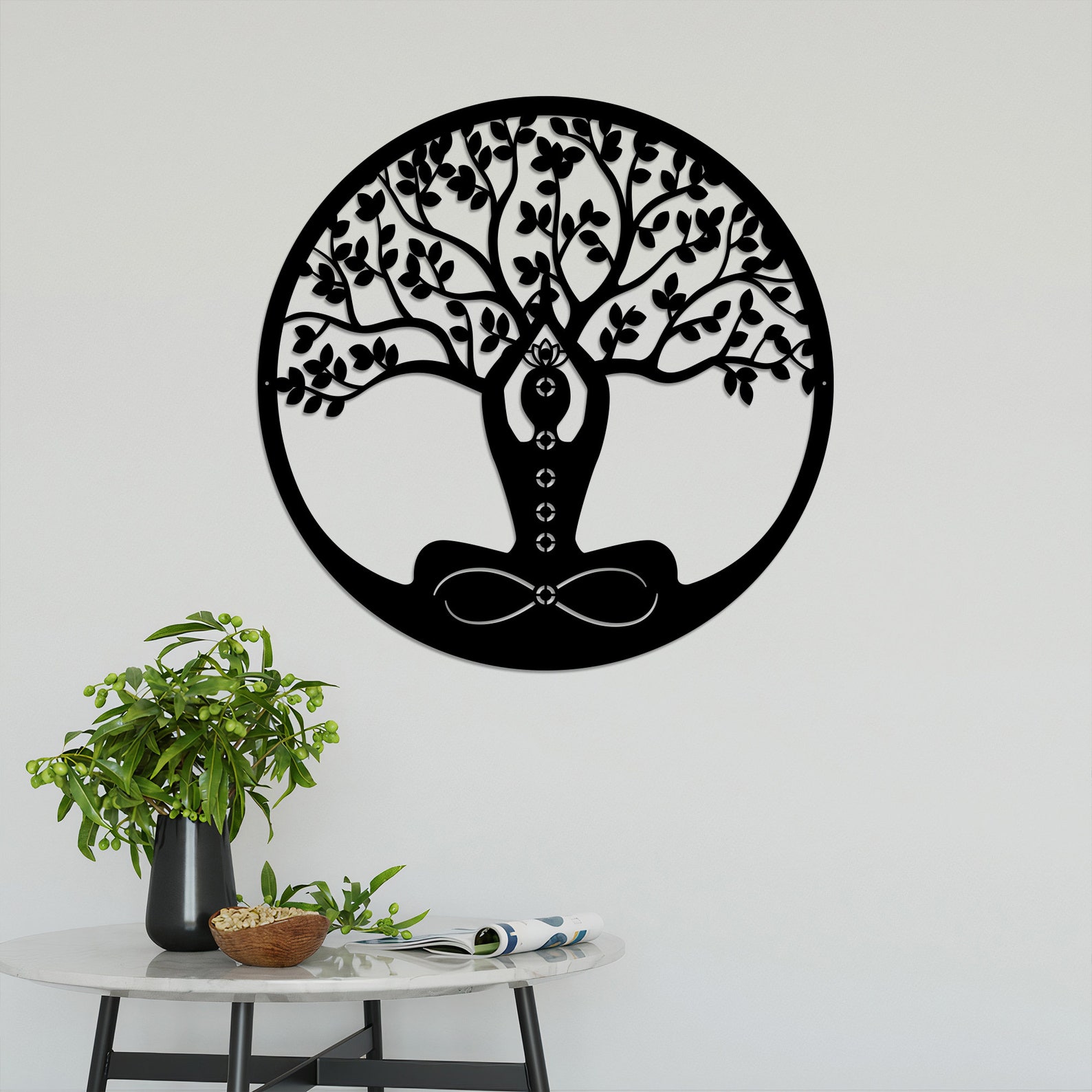 Personalized Meditation Tree of Life Metal Wall Art With Led Lights ...