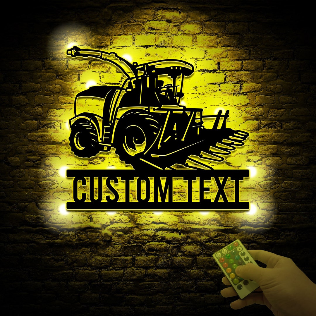 Custom Harvester Combine - Farm Tractor Metal Wall Art With Led Lights ...