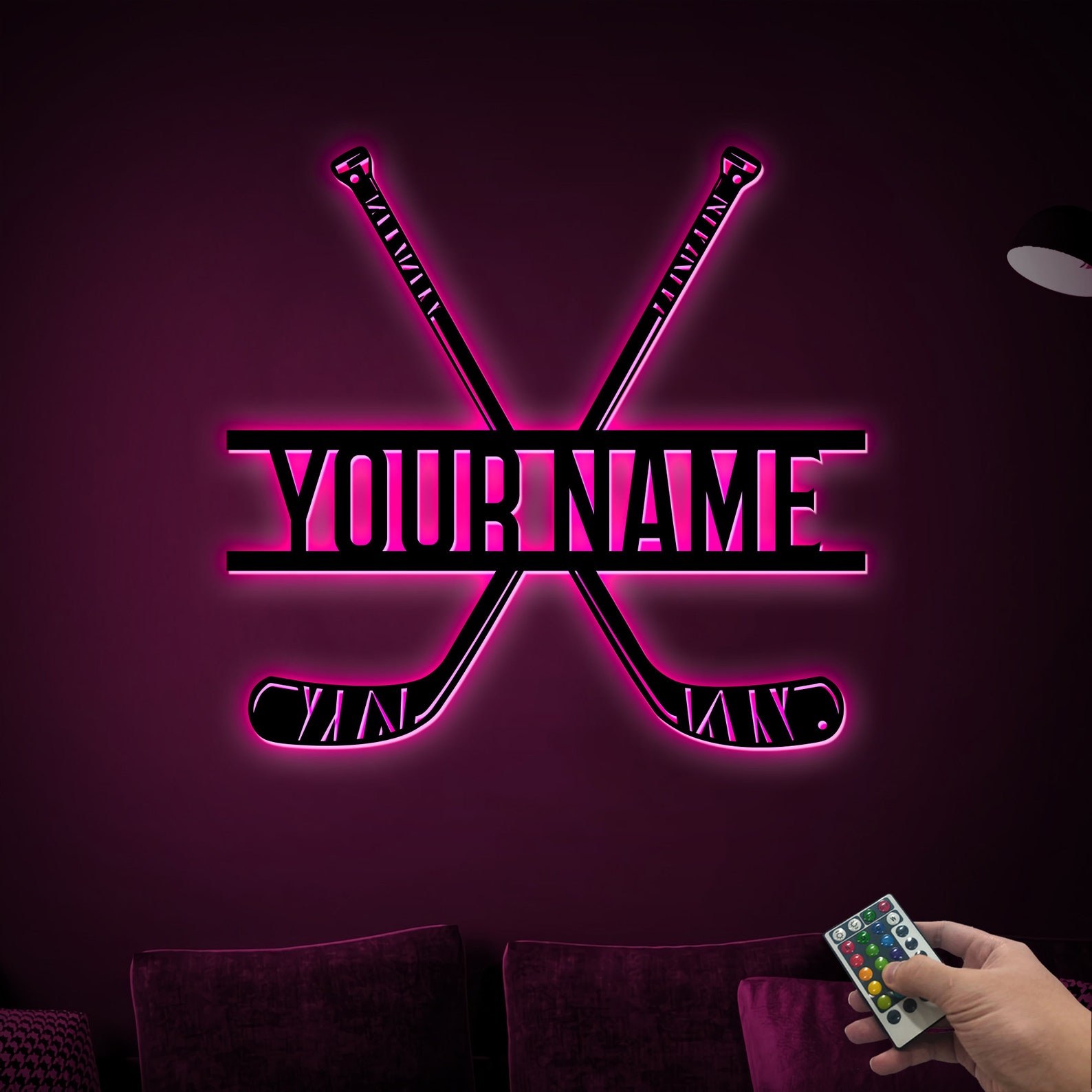 Personalized Hockey Sticks Monogram Sign Led Lights Sticks - Etsy