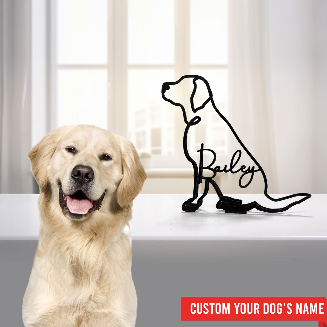 Golden Retriever Metal Table Sign, Minimalist Sculpture Statue, Custom ...
