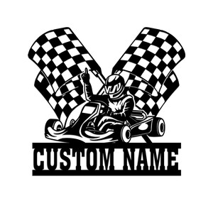 Custom Racing Flag Go Kart Racing Metal Sign With Led Light, Kart Racer ...