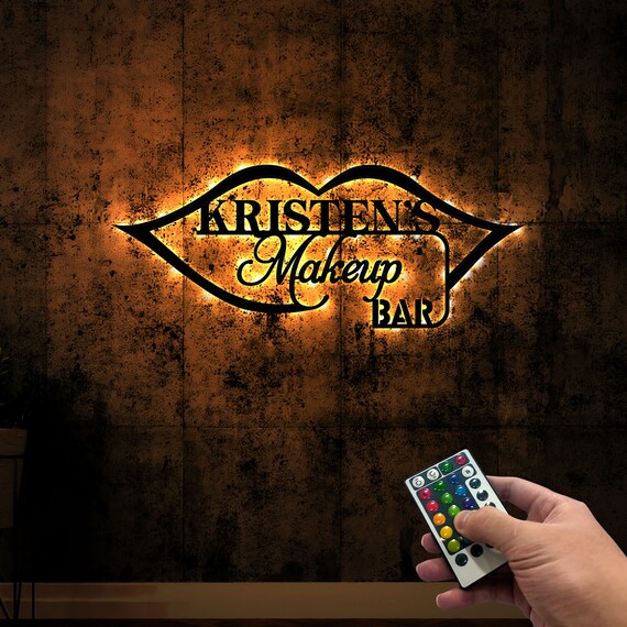 Personalized Makeup Bar Sign With Led Lights Beauty Room - Etsy