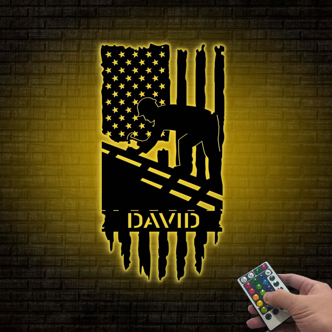 Custom Roofer Metal Sign With Led Light, Roofer Gift, Xmas Birthday ...