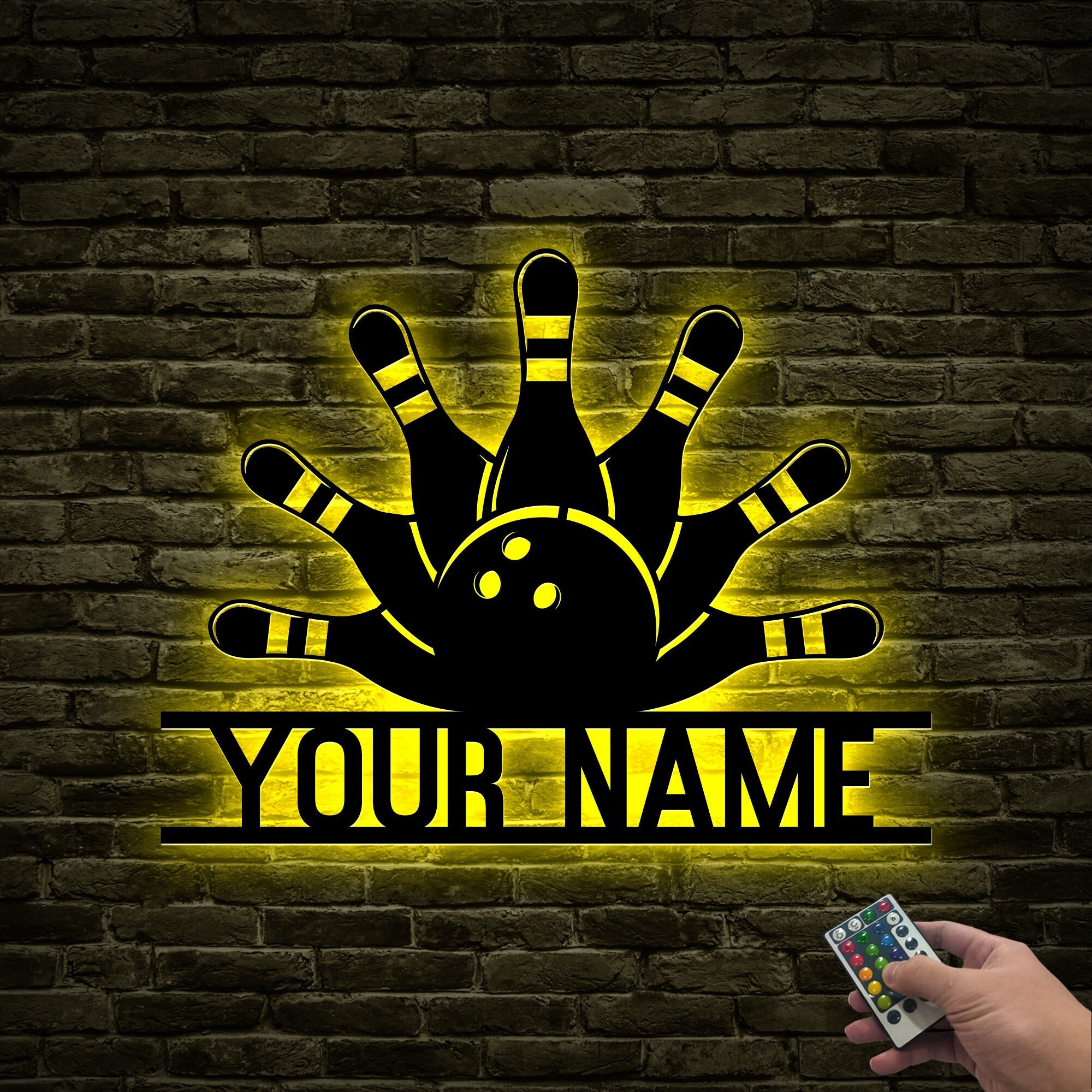 Personalized Bowling Metal Wall Art With Lights Custom - Etsy