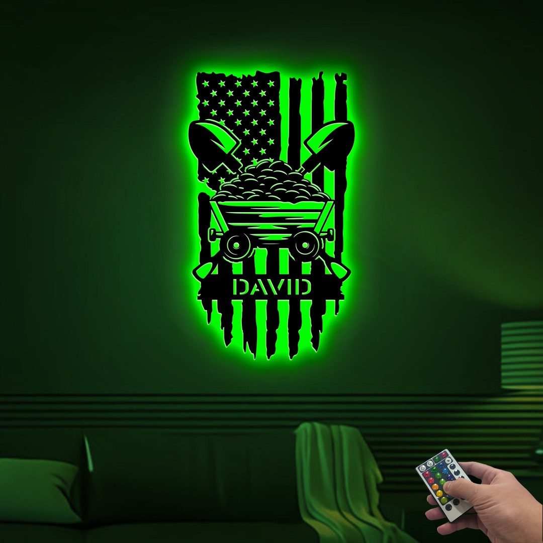US Coal Mining Metal Sign Led Light, Coal Miner Gift, Coal Mining Decor ...