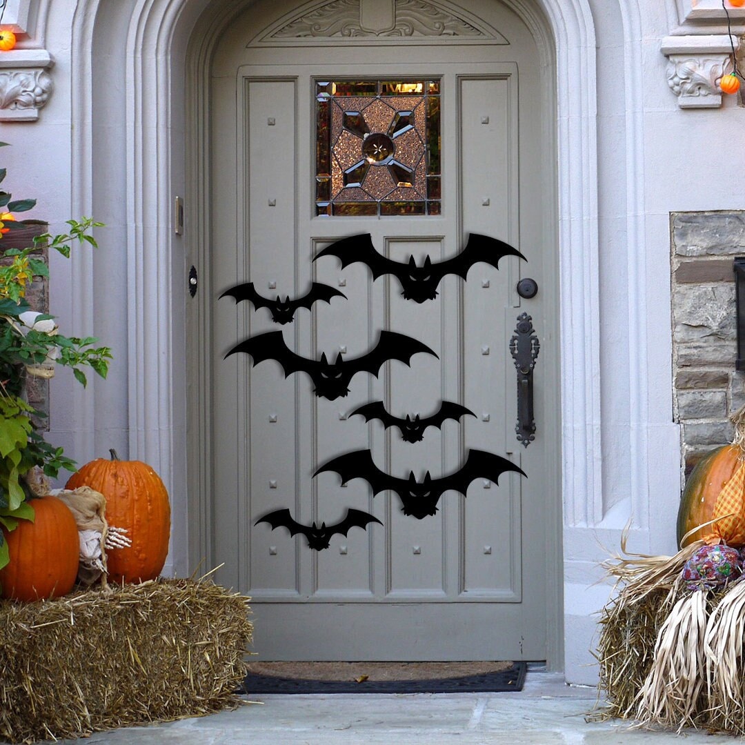 Set of 6 Bats, Funny Halloween Metal Sign, Bat Wall Decor, Bat Door ...