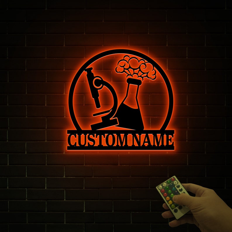 Custom Chemist Metal Wall Art With Led Light Chemistry - Etsy
