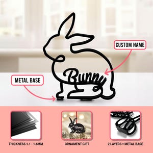Personalized Bunny Rabbit Metal Table Sign, Custom Name Ornament - Etsy