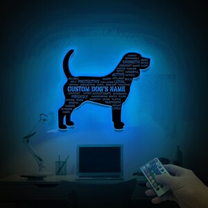Beagle Dog Traits Custom Metal Wall Art Led Light, Beagle Personality ...