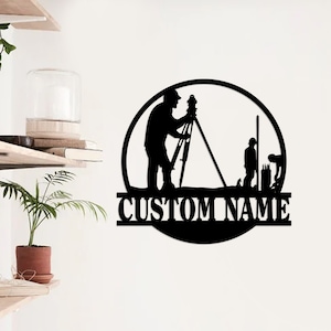 Custom Land Surveyor Metal Wall Art With Led Light, Surveyor Gift ...