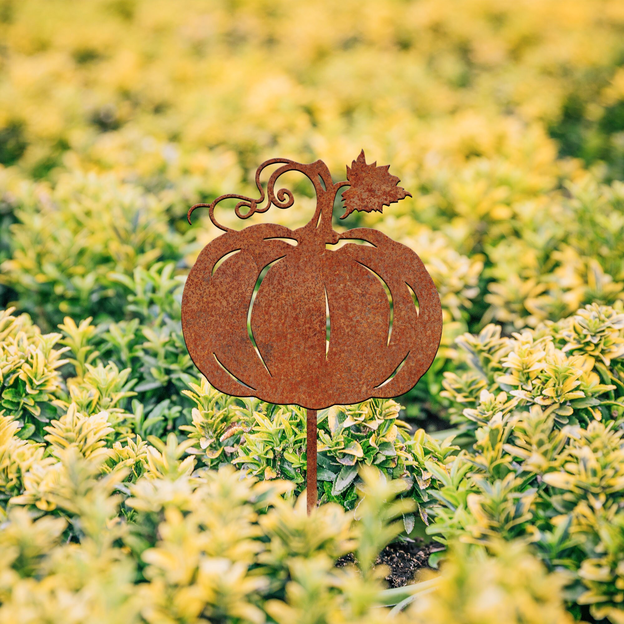 Rusty Metal Pumpkin Garden Stake, Fall Thanksgiving Decor - Etsy