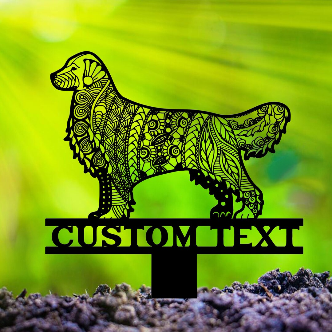 Golden Retriever Mandala Garden Stake Metal, Golden Retriever Zentangle ...