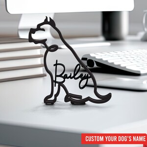 Boxer Dog Sitting Metal Table Sign, Minimalist Sculpture Statue, Custom ...