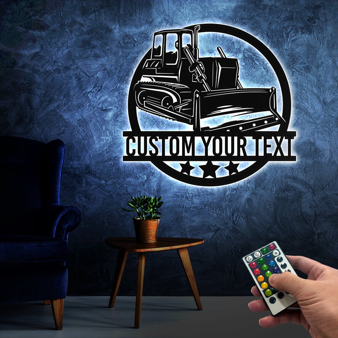 Personalized Bulldozer Metal Wall Art With Led Lights - Etsy