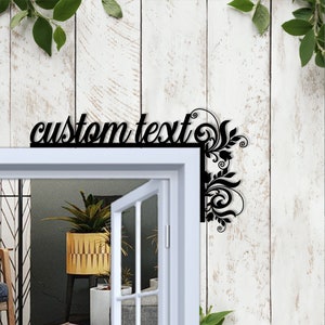 Custom Text Door Corner Sign Floral, Metal Door Corner Decor ...