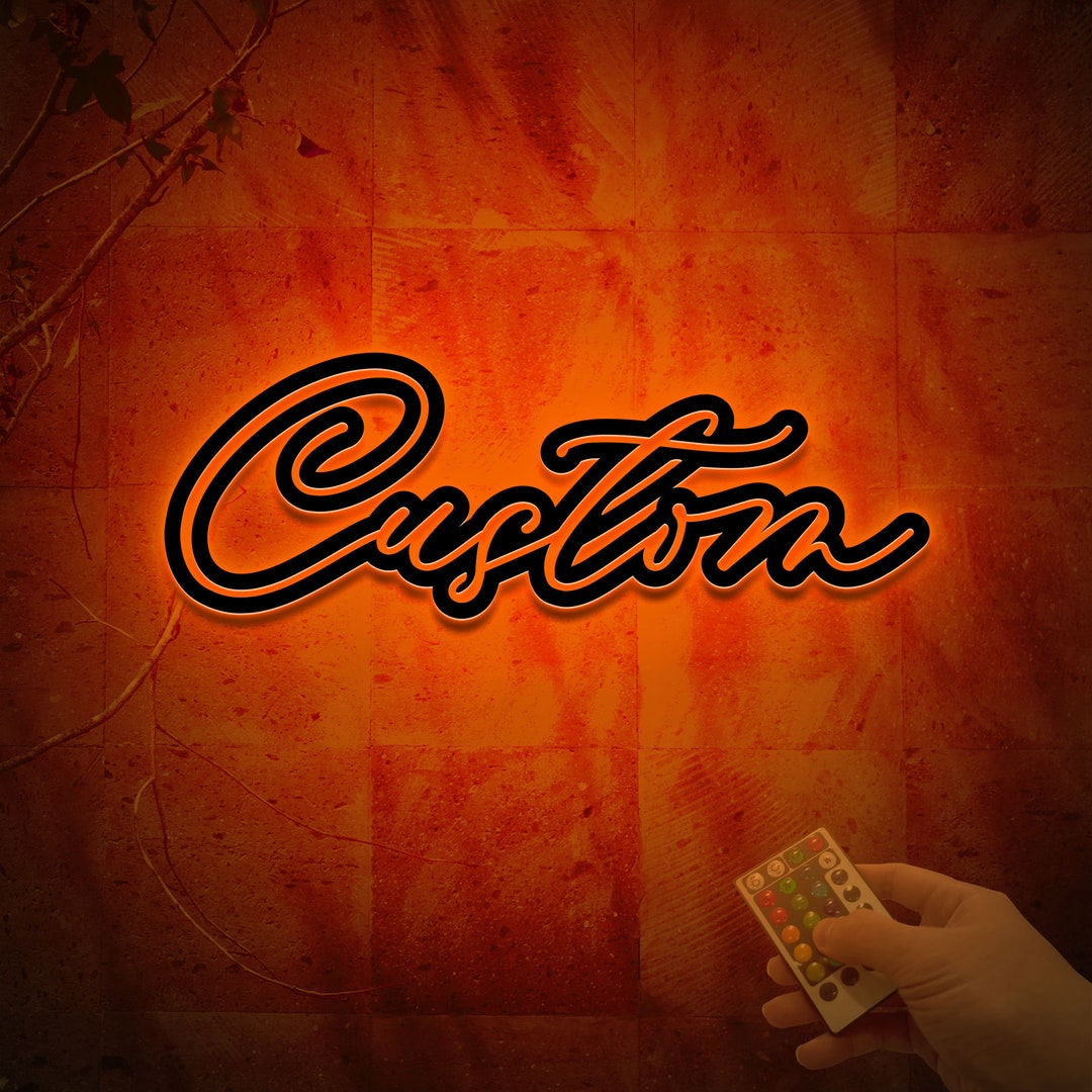 Custom Metal Words Cursive Sign With Led Light, Custom Metal Name Sign ...
