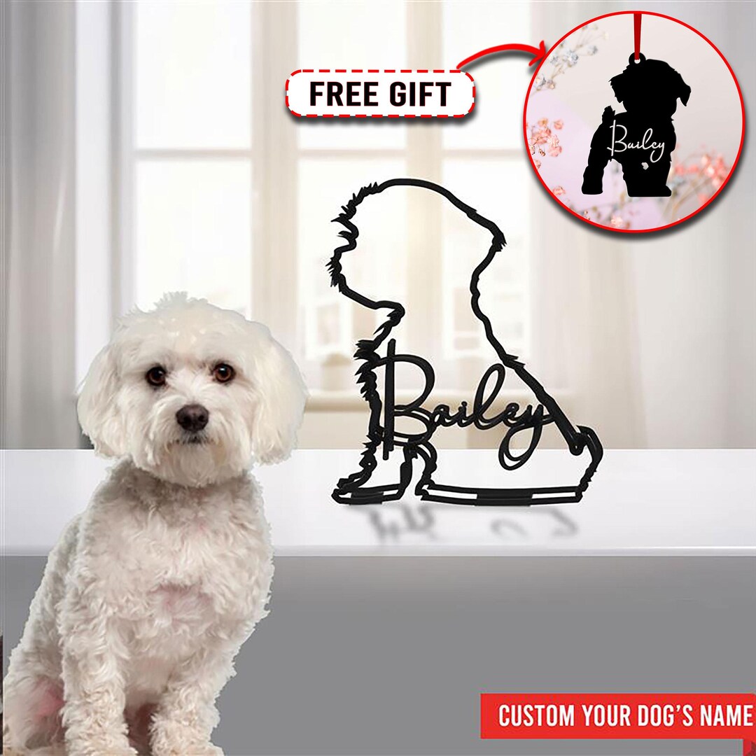 Personalized Maltese Dog Metal Sign, Minimalist Sculpture, Dog Lover ...