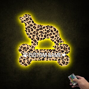 Golden Retriever Leopard Print Pattern Metal Sign With Led Light, Dog ...