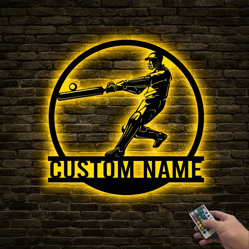 Metal Cricket Sign With Led Light Cricket Sport Wall Decor - Etsy