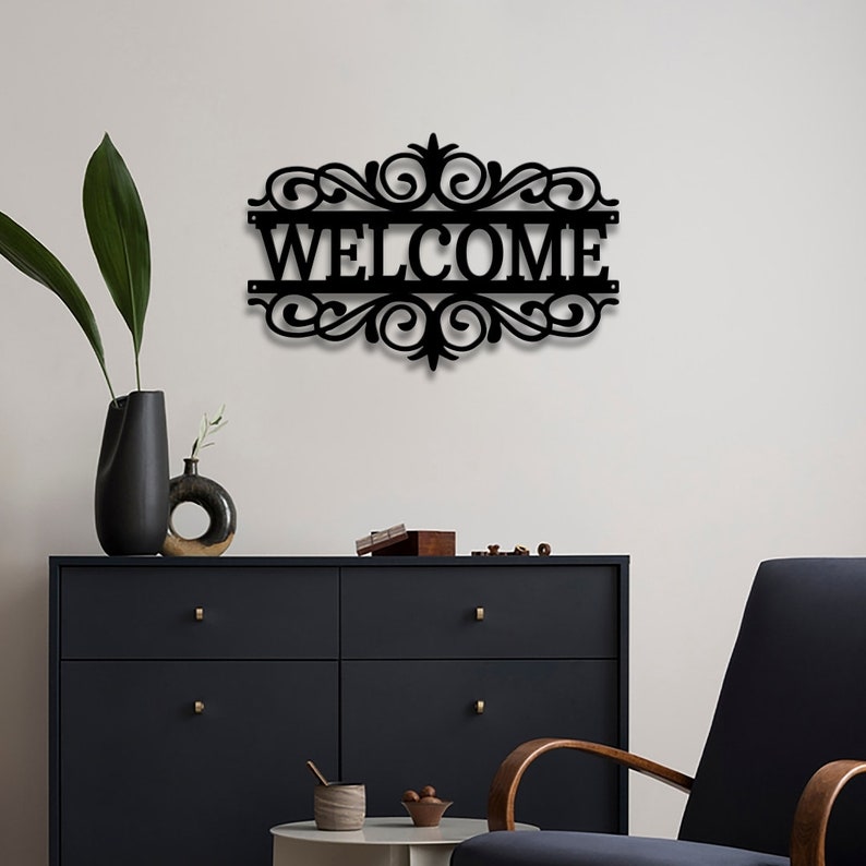 Welcome Metal Wall Art With Led Lights Door Entrance Wall - Etsy
