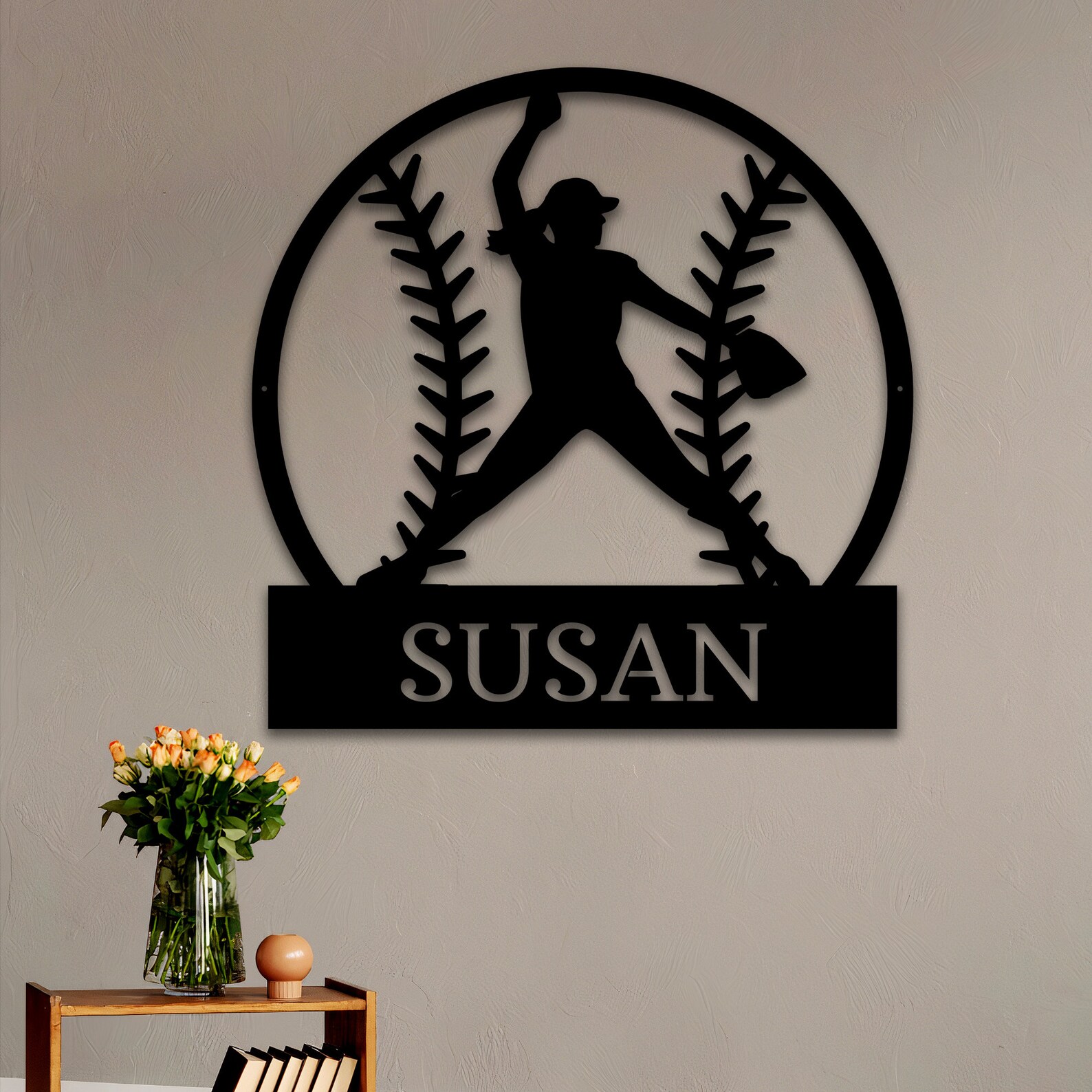 Personalized Softball Pitcher Metal Wall Art With Led Lights - Etsy