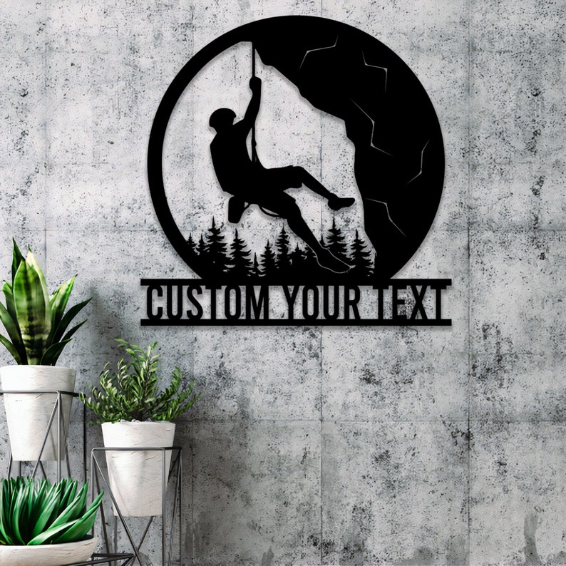 Personalized Rock Climbing Metal Wall Art With LED Lights, Custom ...