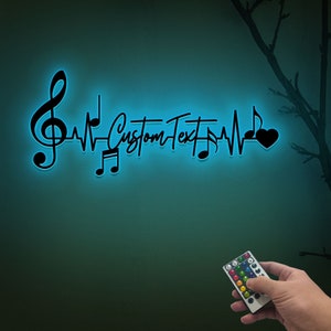 Personalized Music Heartbeat Metal Wall Art Led Light, Ekg Music Wall ...