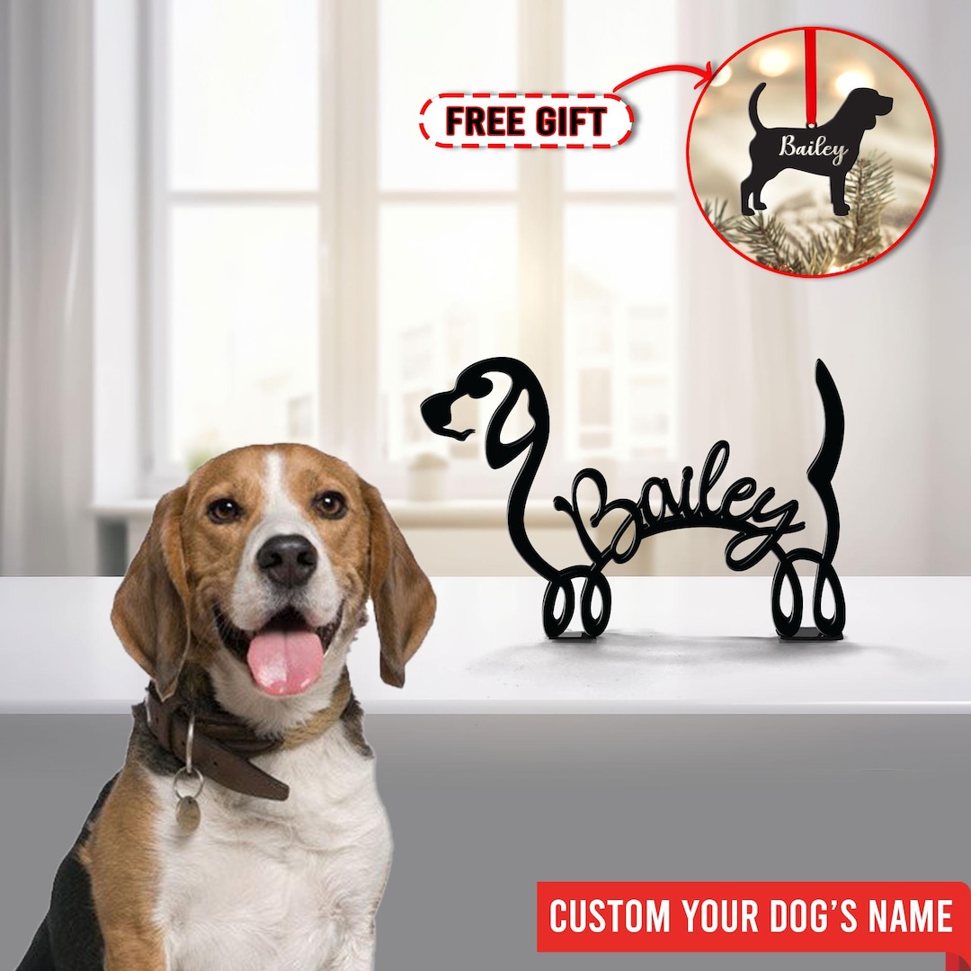 Personalized Beagle Metal Table Sign, Minimalist Sculpture Statue ...