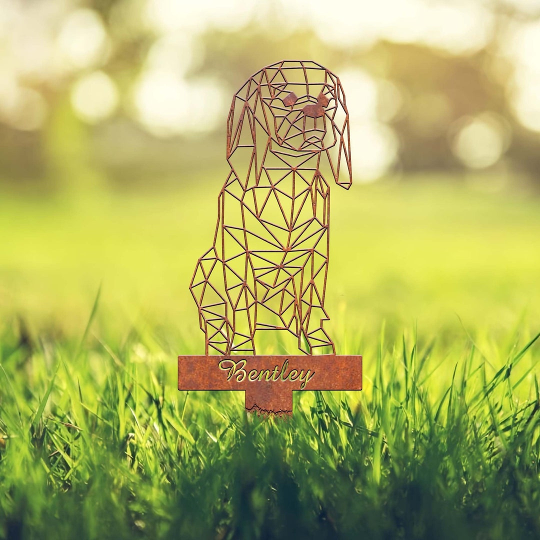 Cavalier King Charles Spaniel Geometric Garden Stake Rusty, Rusted ...