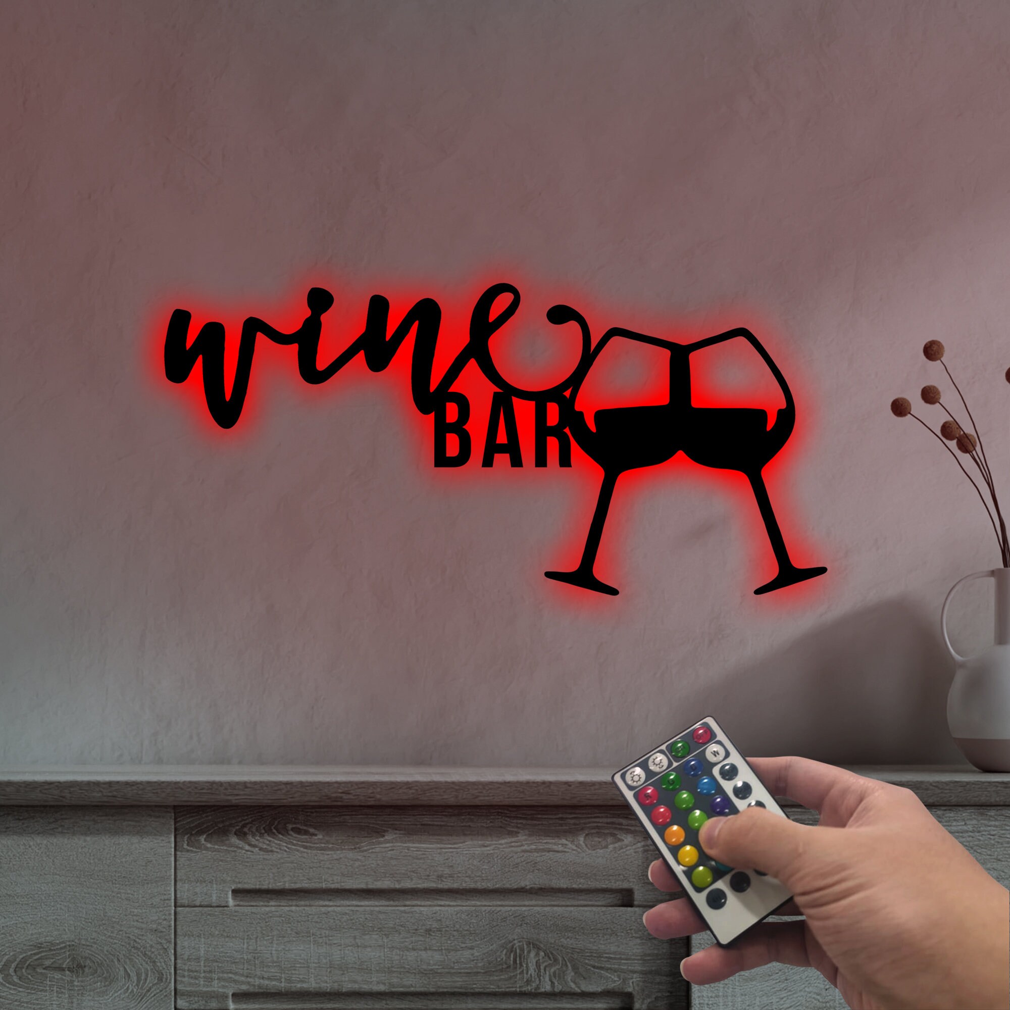 Metal Wine Sign Wine LED Light Wall Decor Wine Bar Sign - Etsy