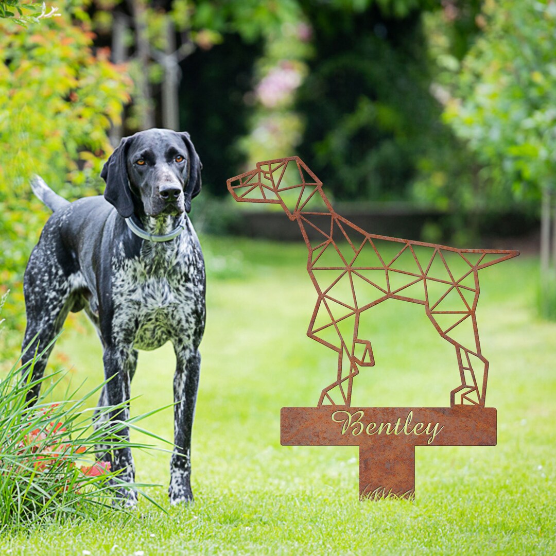 Rusty German Shorthaired Pointer Geometric Garden Stake, Rusted Metal ...