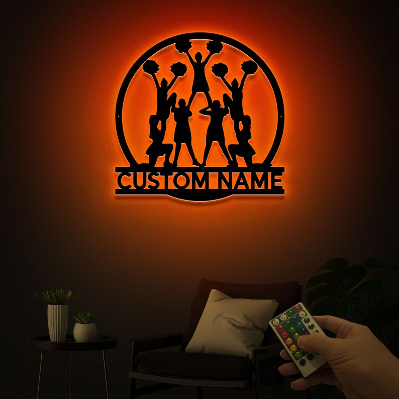 Custom Cheerleading Metal Wall Art With Led Light Cheerleader - Etsy