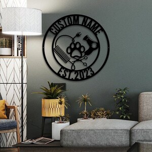 Custom Dog Grooming Sign With Led Light, Groomer Name Sign, Pet ...